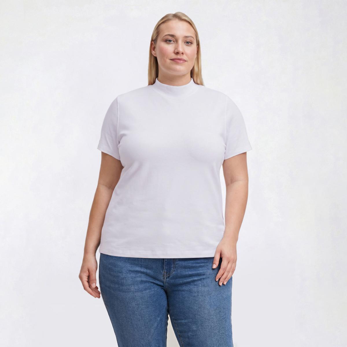 Click here for Plus Size Hasting & Smith Short Sleeve Mock Neck T... prices
